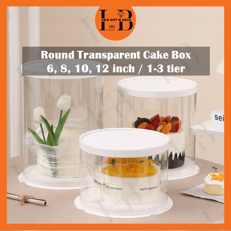ROUND Transparent Cake Box 6/8/10/12/13/15inch 1-5tier Extra Thick ...