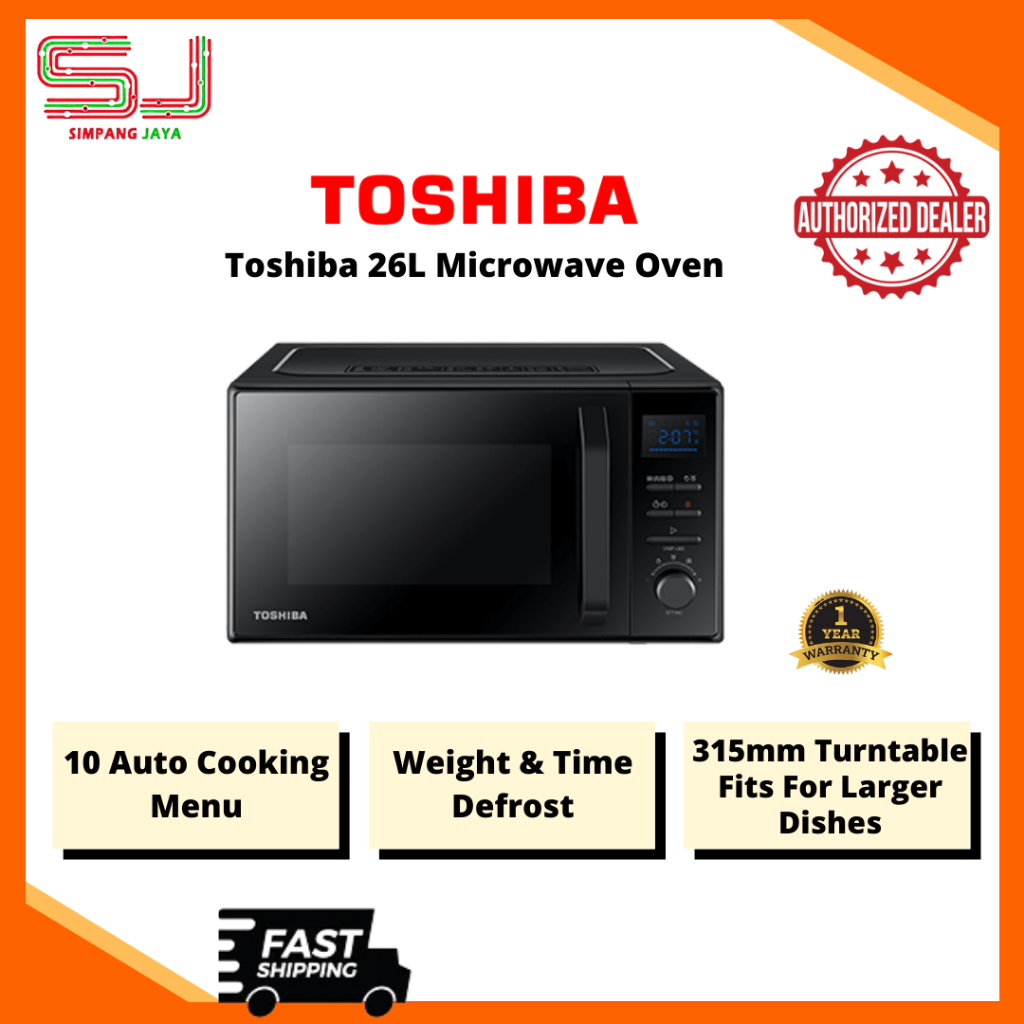 Toshiba 26L Microwave Oven | 1100W | Weight & Time Defrost | 10 Auto ...