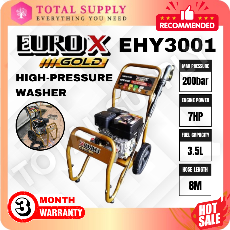 EUROX EHY3001 3000PSI 24 LIT GASOLINE HIGH PRESSURE WATER PRESSURE WATER PETROL ENGINE 7HP ...