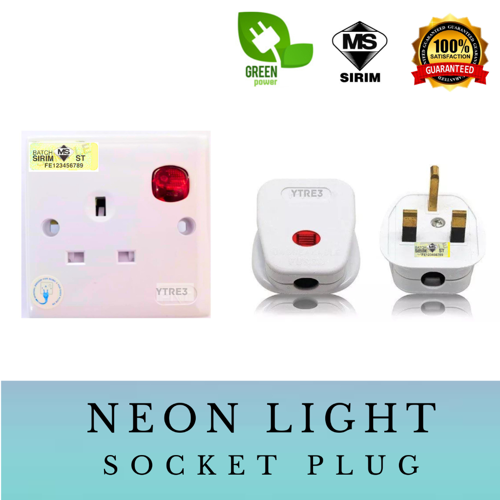 [SIRIM] BIG NEON SWITCH SOCKET PLUG TOP Wall Switches Slim Modern ...