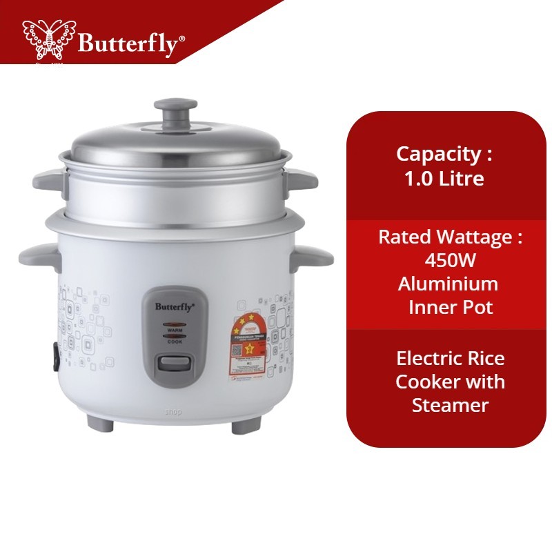 Butterfly 1L Electric Rice Cooker with Steamer - BRC-S10 | Shopee Malaysia