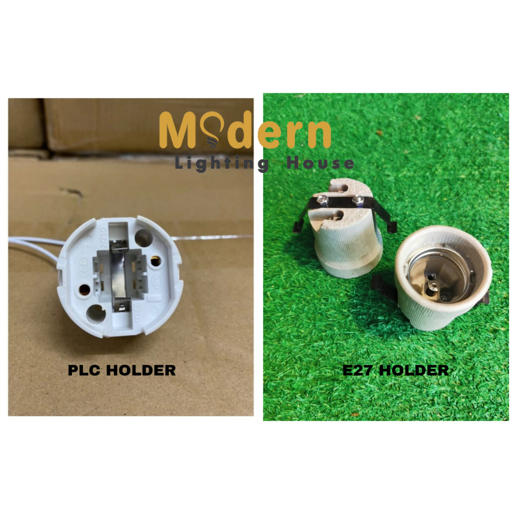 3H G24 PLC PVC Holder / E27 Holder With Bracket / Pin (White) | Shopee ...