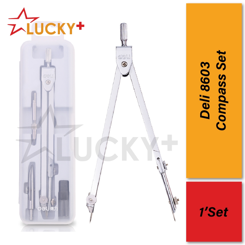 Deli 8603 Compass Set (1set) /Geometry Instrument Set /Set Geometri ...
