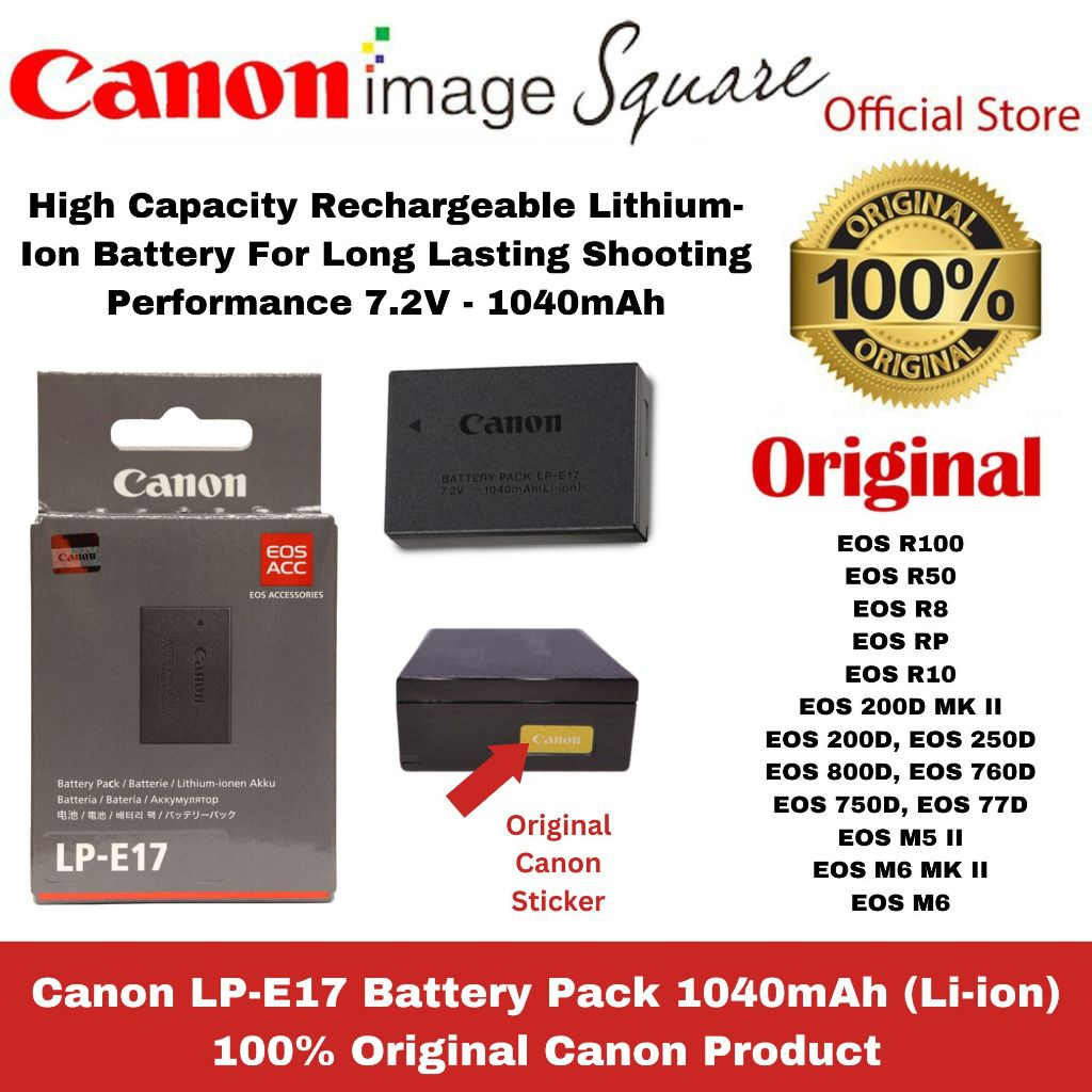 100% Original Canon Battery LP-E17 E17 for R100 R50 R8 RP R10 200D MK ...