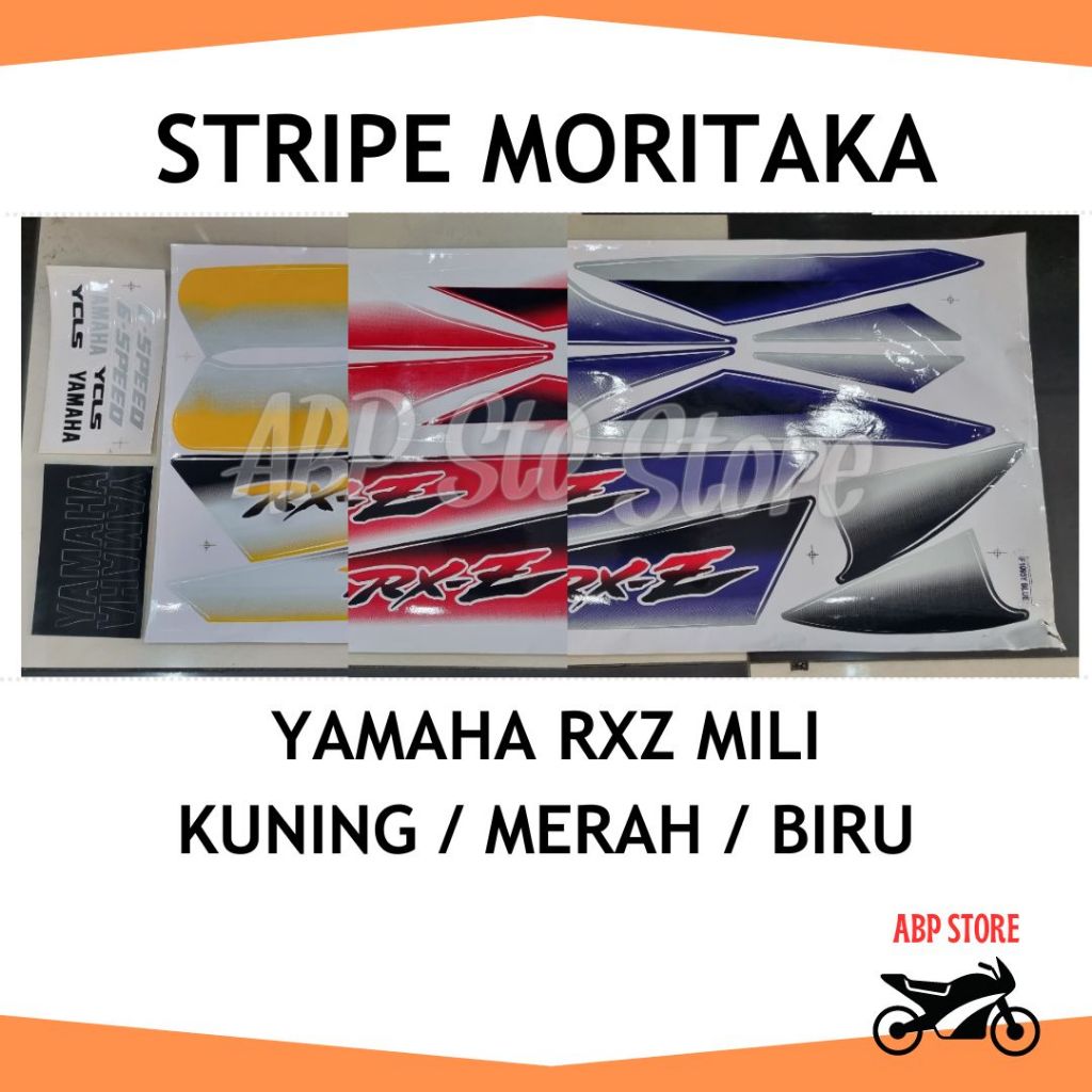 Stripe Moritaka Sticker Body Stiker Yamaha RXZ Mili Merah Kuning Purple ...