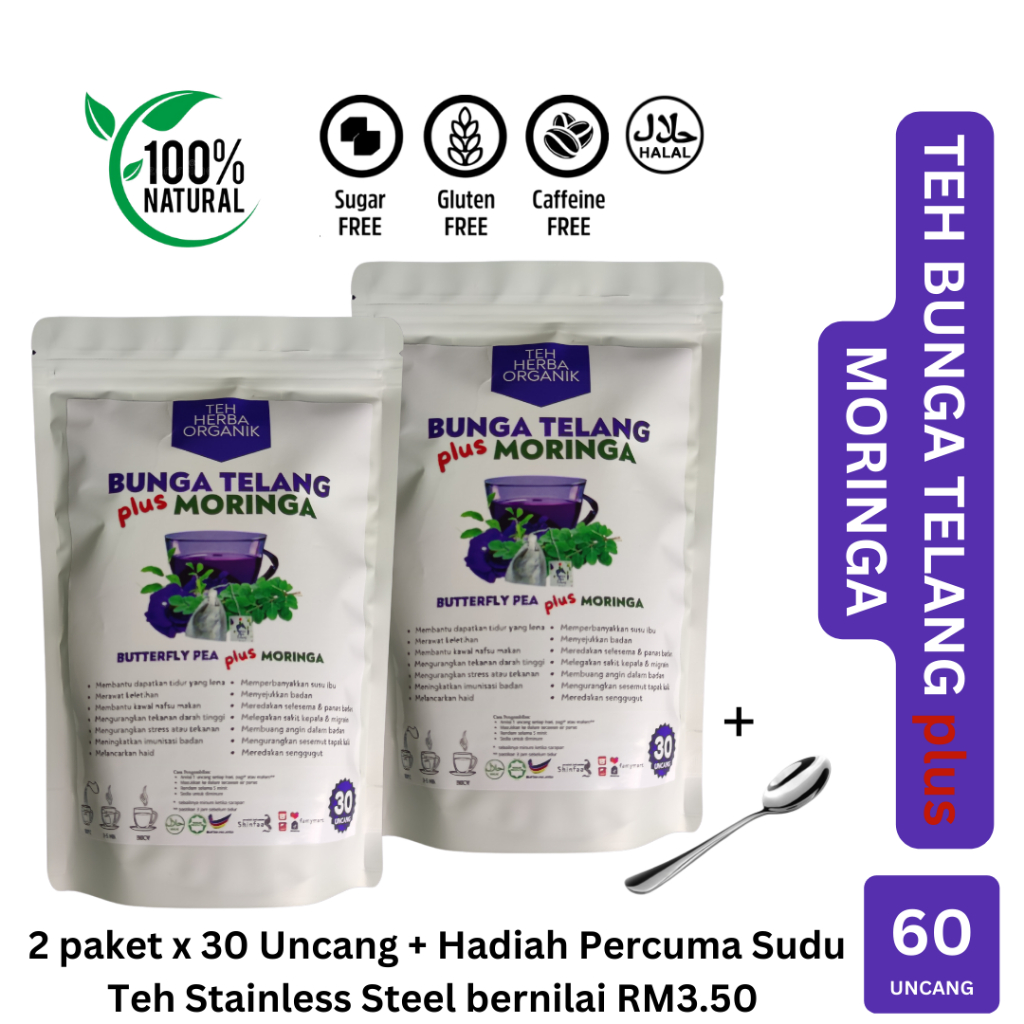Teh Bunga Telang plus Moringa | Butterfly Pea plus Moringa Tea | Shopee ...