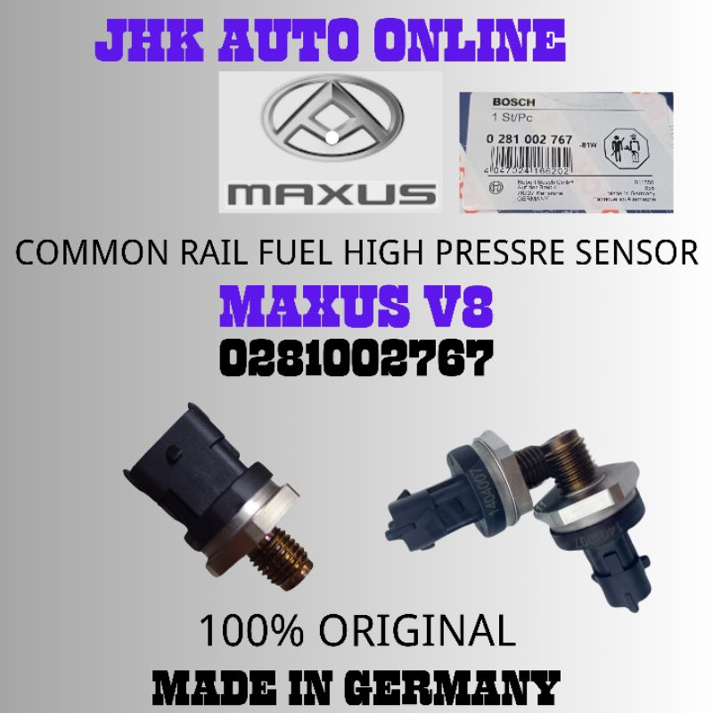 0281002767 COMMON RAIL FUEL HIGH PRESSURE SENSOR MAXUS V8(3 PIN) 100% ...