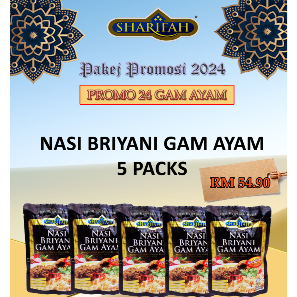 Halal Sharifah Food Promosi 24 Nasi Briyani Gam Ayam Ready To Eat - 5 ...