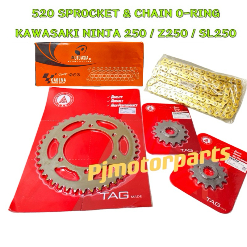 KAWASAKI NINJA 250 SL Z250 - 520 REAR FRONT SPROCKET & CHAIN O-RING ...