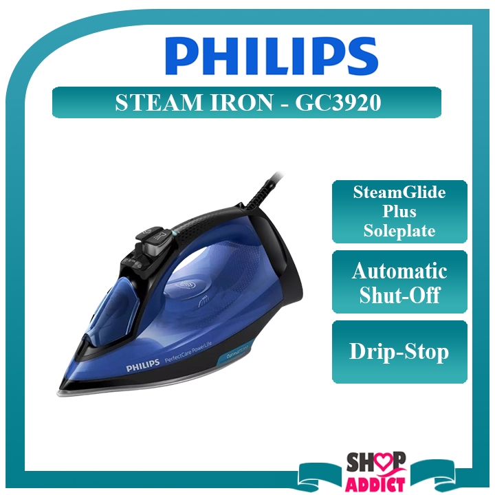 Philips 2500W Steam Iron GC3920 Seterika Stim with OptimalTEMP ...