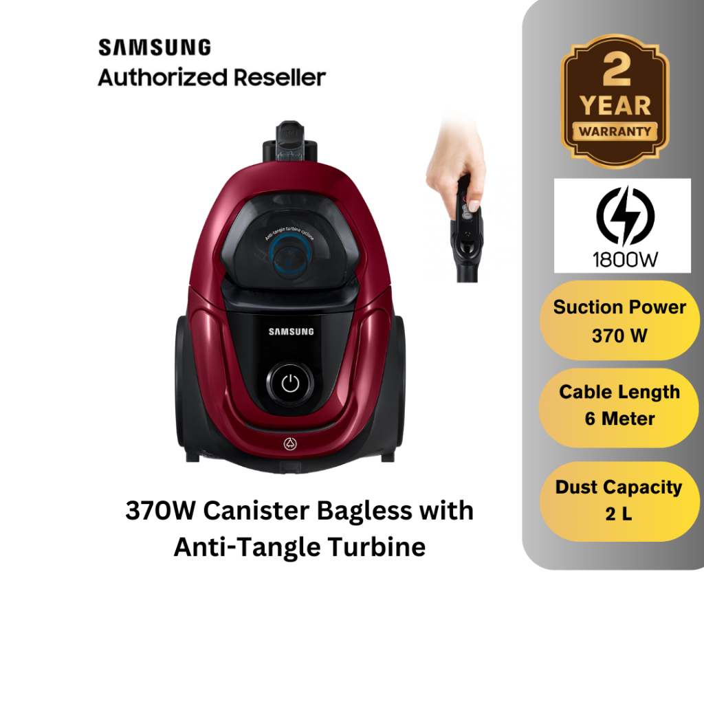 Samsung 1800W (VC18M31A0HP) Canister Bagless Vacuum Machine with Anti-Tangle Turbine 吸尘器 ...