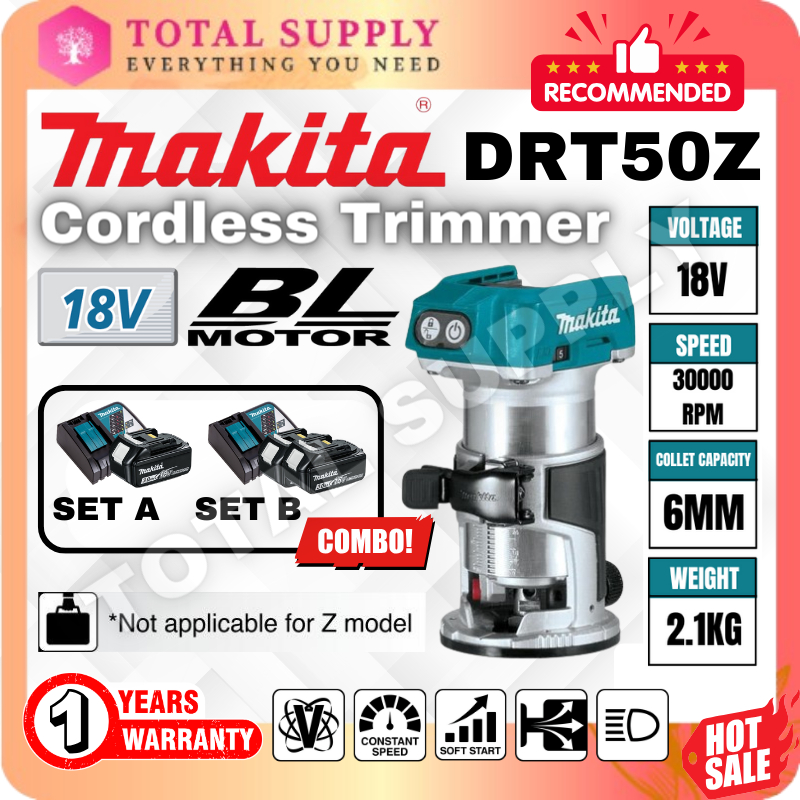 MAKITA DRT50Z / DRT50 18V Cordless Trimmer 6MM (1/4") / 8MM (3/8 ...