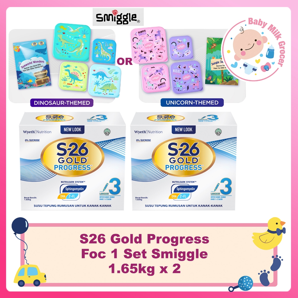 Wyeth S26 Gold Progress Step 3 1.65kg (Buy 2 boxes Free 1 Set Smiggle Container) | Shopee Malaysia