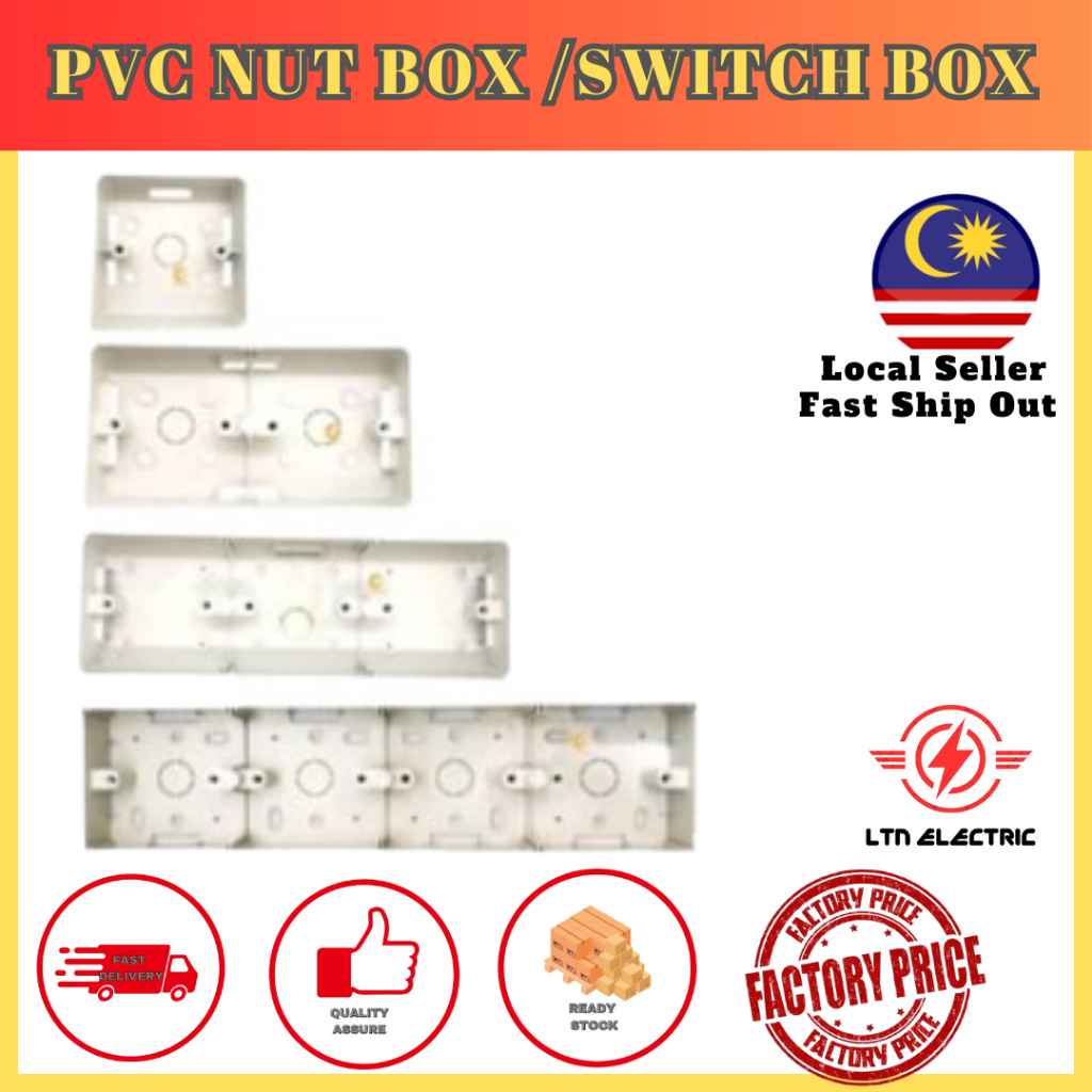 PVC BOX SURFACE TYPE NUT / ELECTRICAL BOX / WHITE BOX / Switch Socket ...