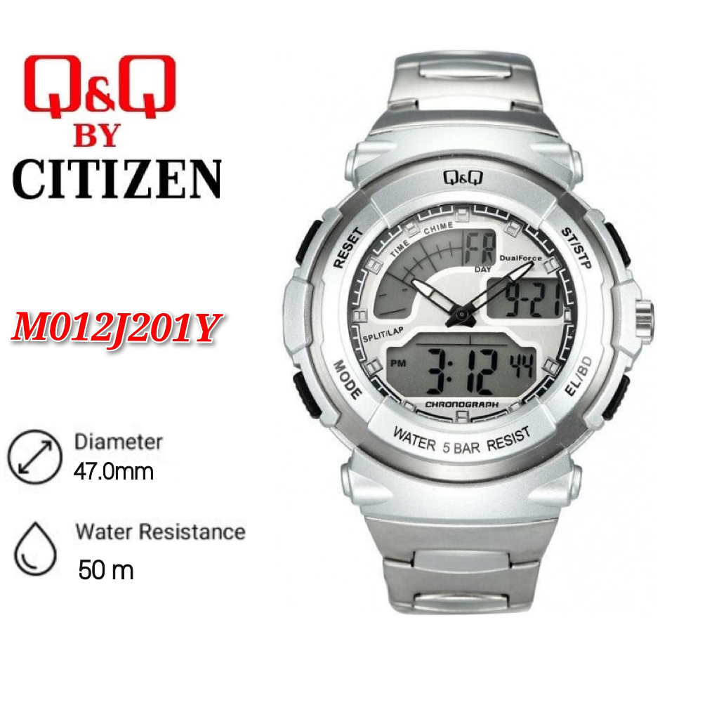 Q&Q by Citizen M012J201Y Men's Analog Digital Sport Watch Steel Bracelet - M012 | Shopee Malaysia
