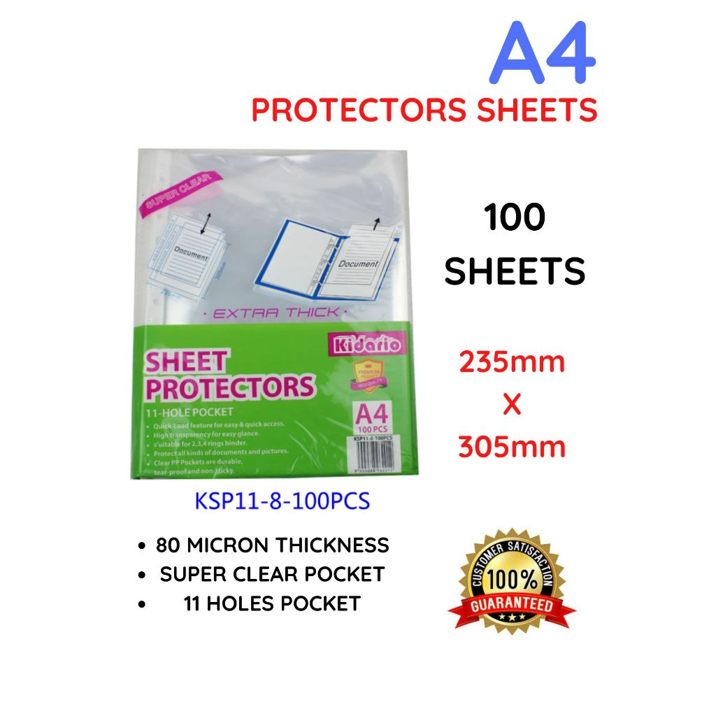 [ EXTRA THICK 80 MICRON ] 100 SHEETS A4 KIDARIO | OBO 11 HOLES ...