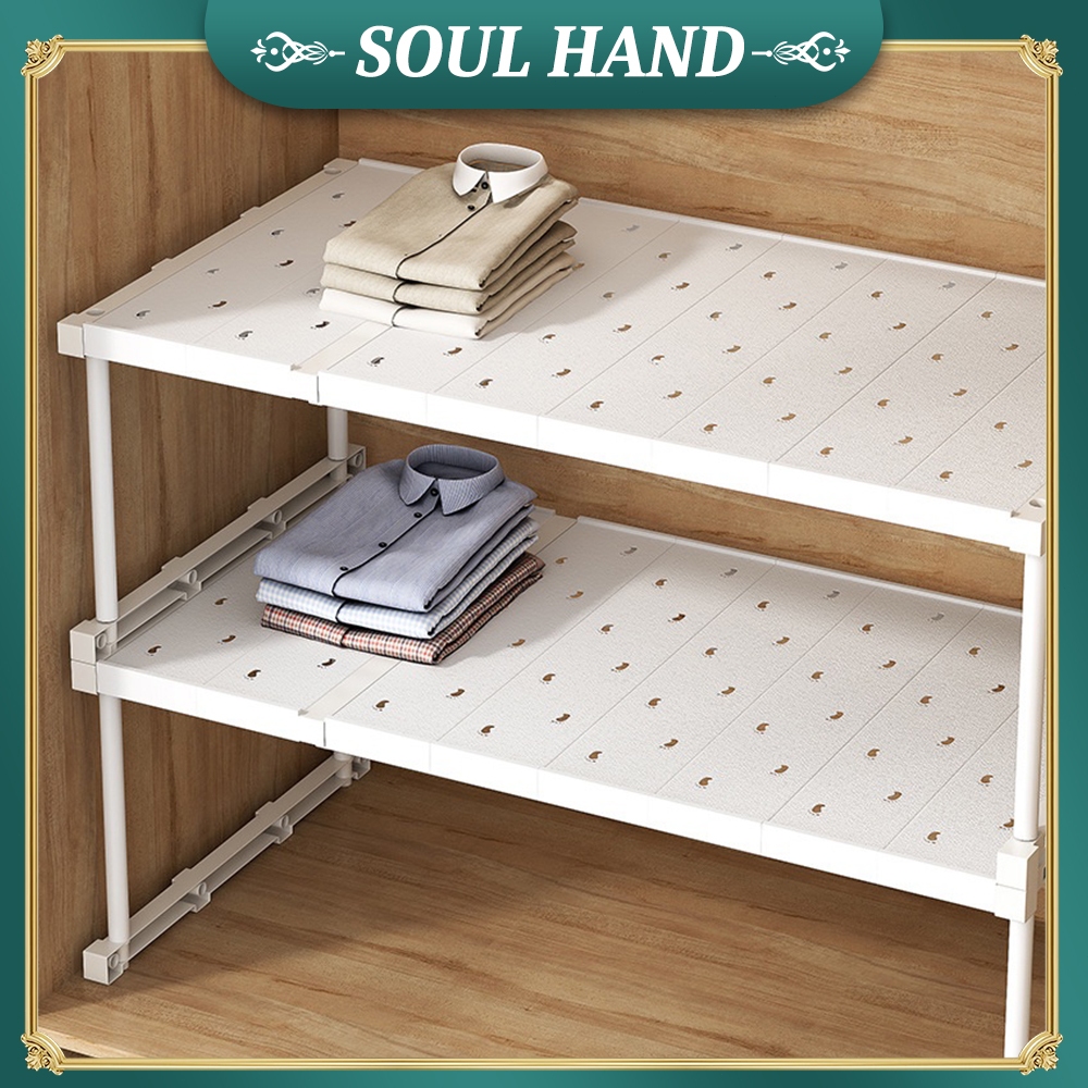 SOUL HAND Wardrobe Organizers Cabinet divider rack adjustable nail-free ...