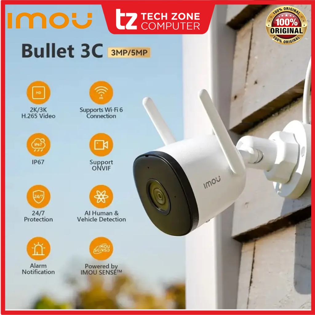 Imou Bullet 3C Human Detection Smart Color Night Vision Outdoor POE 3MP ...