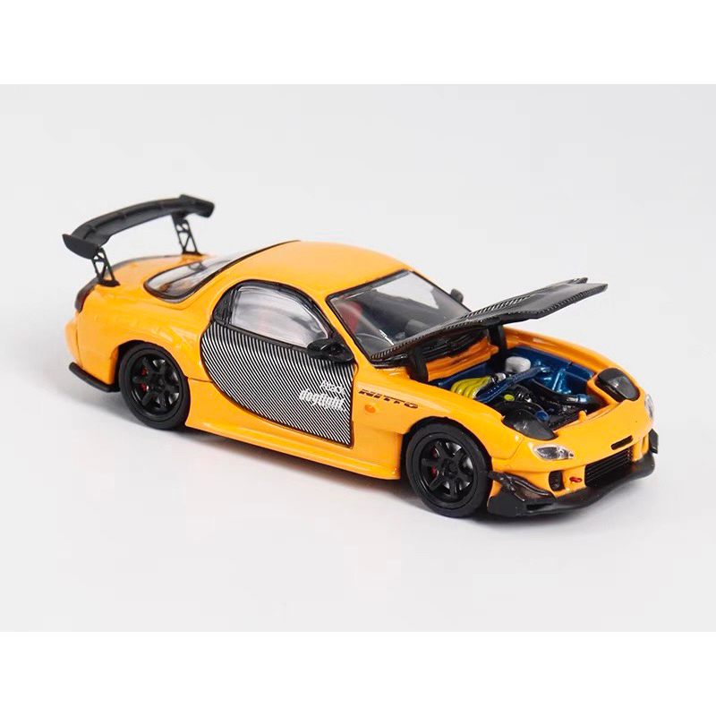 BSC 1:64 Mazda RX7 FD3S RE Amemiya Openable Hood Yellow Carbon Hood ...