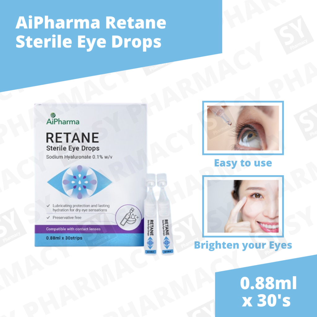 AiPharma Retane Sterile Eye Drops 0.88ml x 30 strips (Exp: 09/2027 ...