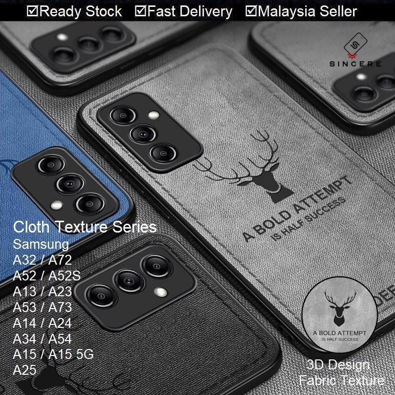 Samsung Galaxy A15 5G A25 A14 5G A24 A34 A54 A33 A72 4G Cloth Texture Phone Case Casing Cover ...