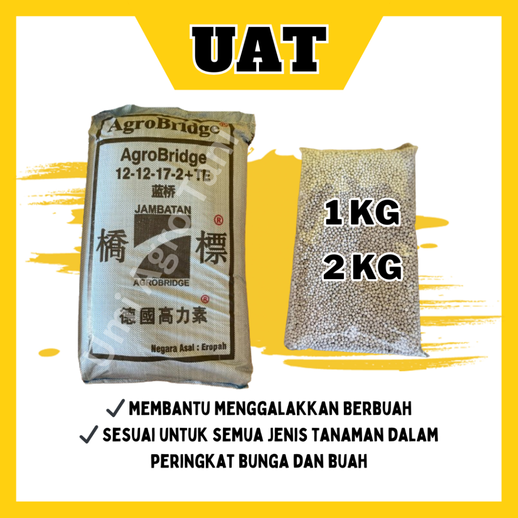 [1KG/2KG] AGROBRIDGE (12-12-17-2+TE) BAJA JAMBATAN AB BAJA PAKSA BUAH BAJA GALAK BUNGA | Shopee ...
