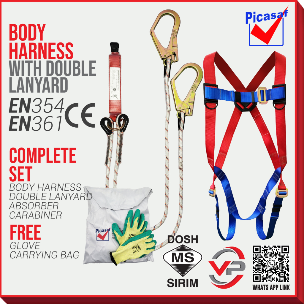 PICASAF NIETZ SIRIM DOSH BODY HARNESS SET DOUBLE LANYARD 980215 9802 HARNESS MURAH SIRIM SWELOCK ...