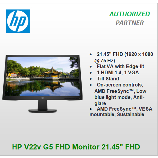 HP V22v G5 FHD Monitor 21.45" FHD (1920 x 1080 @ 75 Hz) | Shopee Malaysia