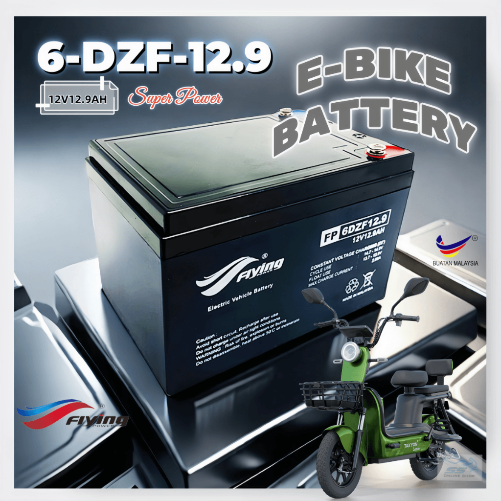 BATTERY ELECTRIC E-BIKE FLYING POWER 6-DZF-12 Screw Type Original 12V12.9AH Lead Acid Battery ...