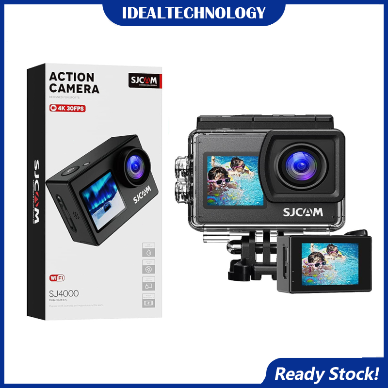 （ready stock ）SJCAM SJ4000 4K WiFi Action Camera Ultra HD Dual Screen 30M Underwater Camera 170 ...