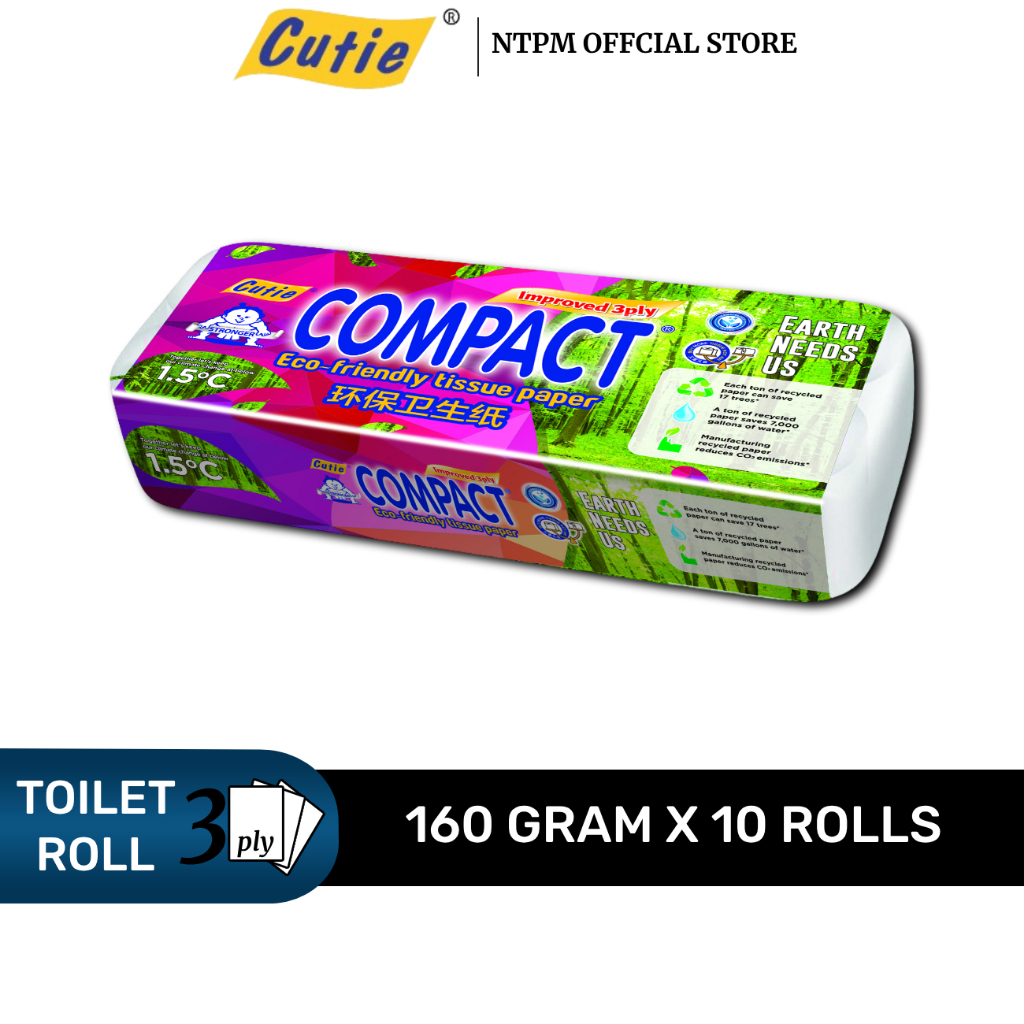 Cutie Compact Eco-Friendly Special Toilet Rolls (160gram x 10 rolls) | Shopee Malaysia