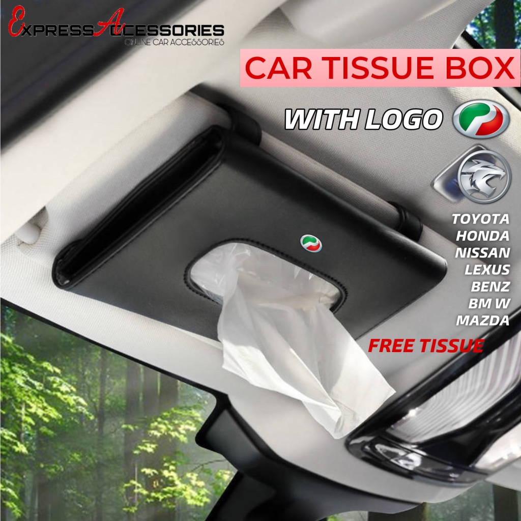 [Free Tissue] Car Tissue Box Kotak Tisu PU Leather Premium Clip Klip ...