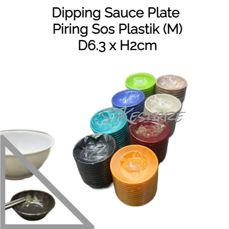 [12 PCS] Round Plastic Sauce Dish / Piring Sos Plastik / Dipping Sauce ...