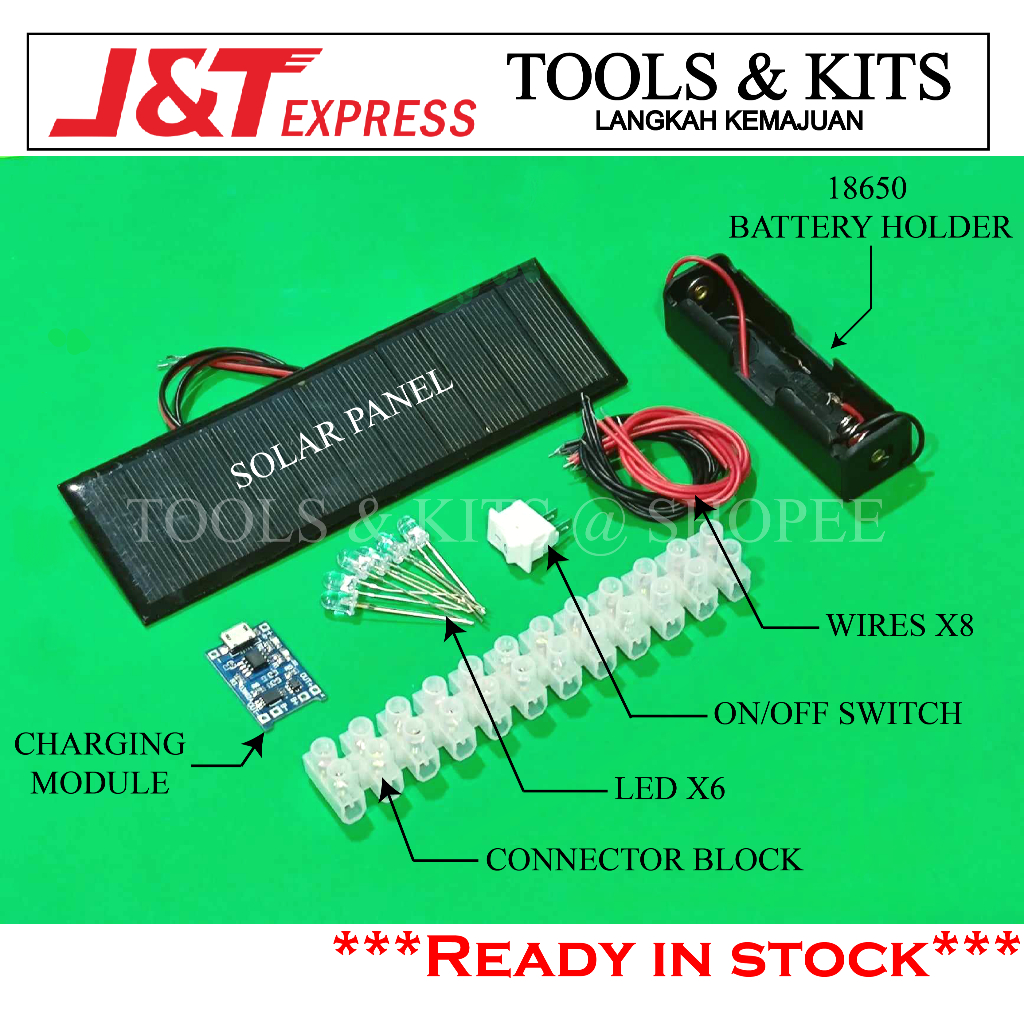 Solar Lamp Kit 6LEDs with ON/OFF Switch 18650 Battery for DIY Solar ...