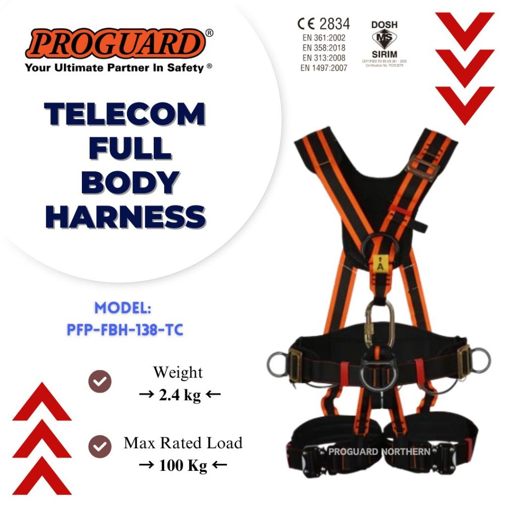 5 Adjustable Point Telecom Set Full Body Harness PFP-FBH-138-TC Fall ...
