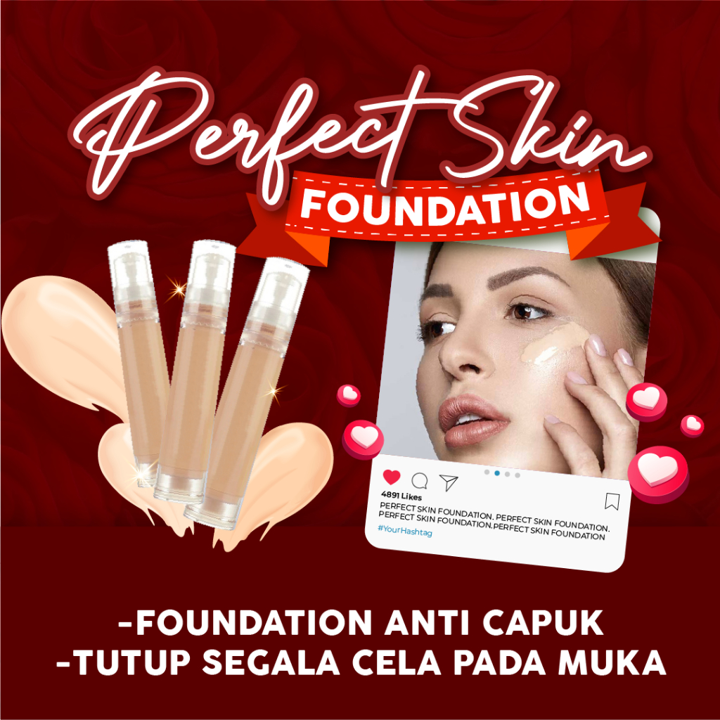 PERFECT SKIN FOUNDATION Tidak Bercapuk Tahan Lama (1pcs) | Shopee Malaysia