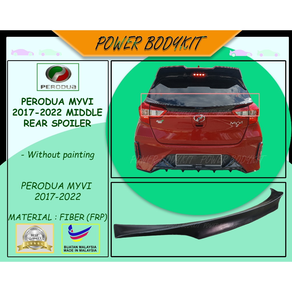 Perodua Myvi 2018-2024 Middle Spoiler Center Spoiler Ducktail Spoiler ...