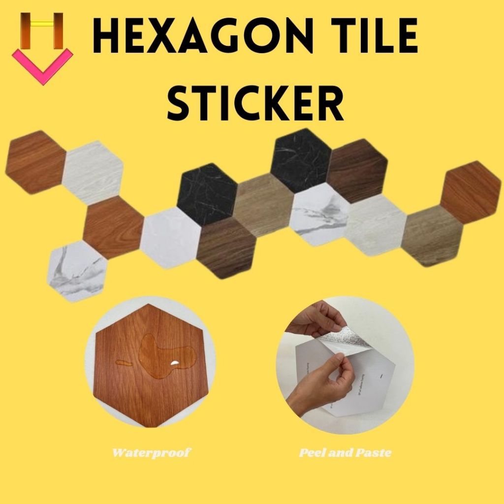 10pcs Hexagon Tiles Sticker Self Adshive Wallpaper Wall Sticker ...