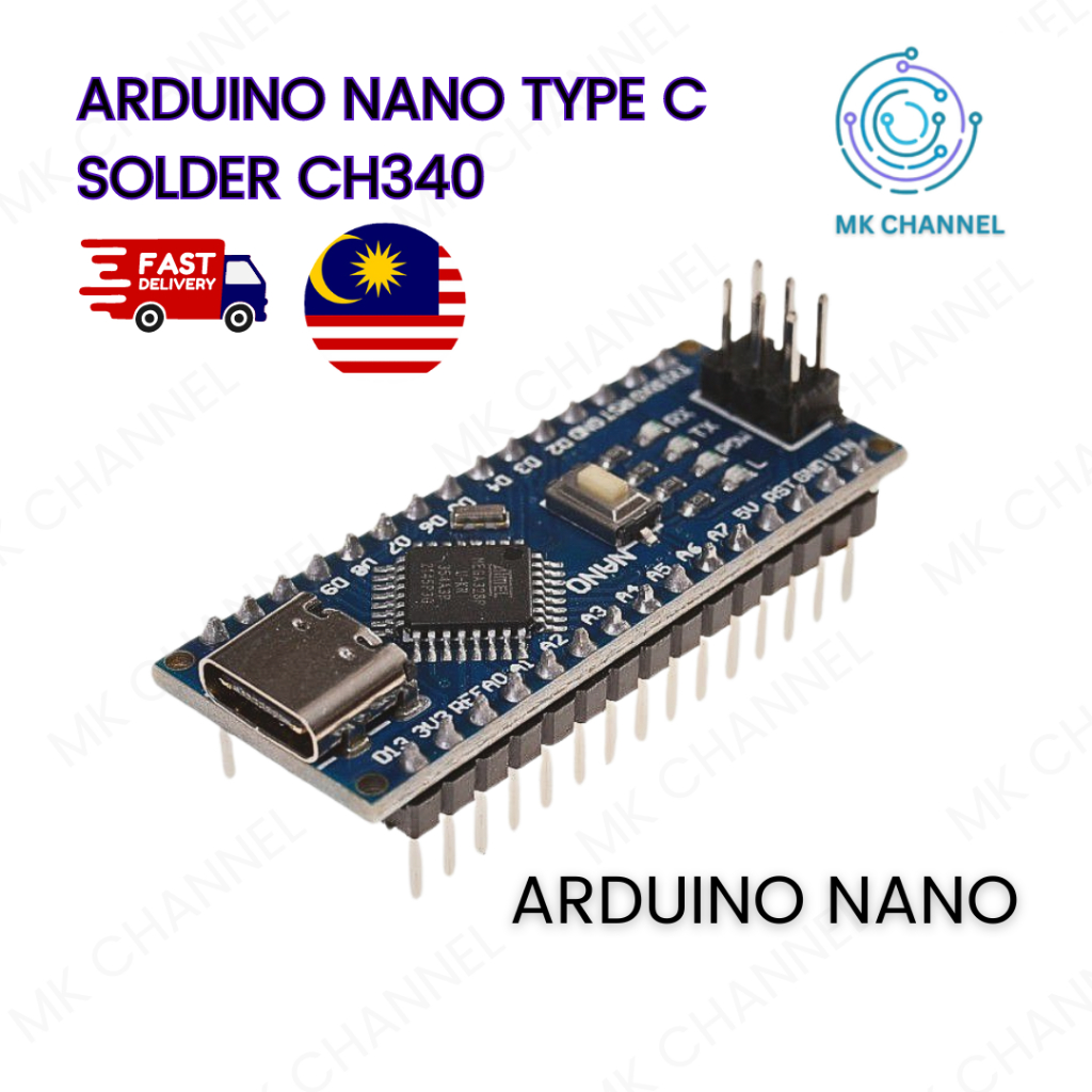 Arduino Nano V3 UNO TYPE-C SOLDERED CH340 | Shopee Malaysia