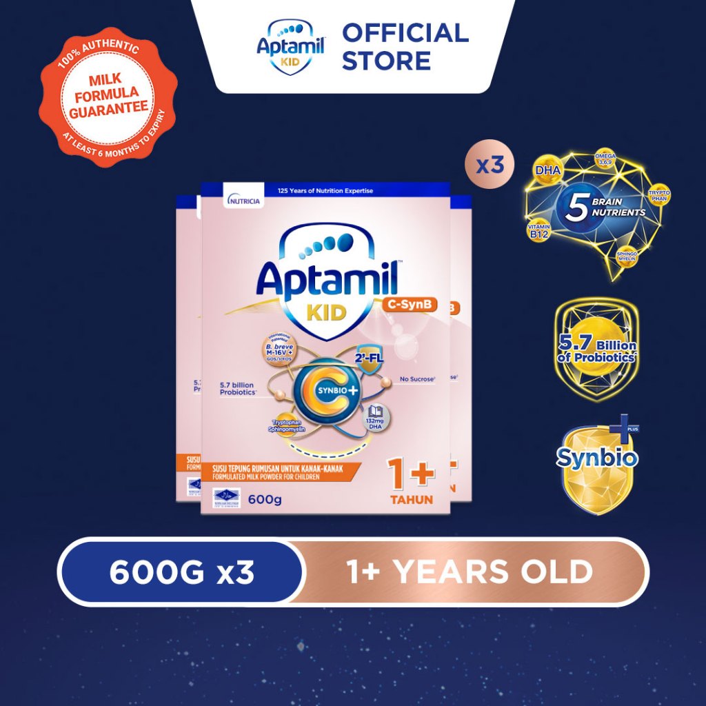 Aptamil KID C-SynB Growing Up Formula 1+ Years (600g x 3) (Susu, Milk ...