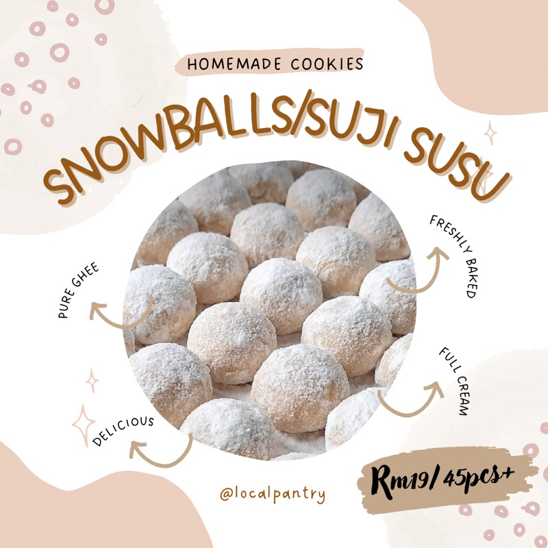 biskut arab suji susu/snowballs freshly baked | Shopee Malaysia