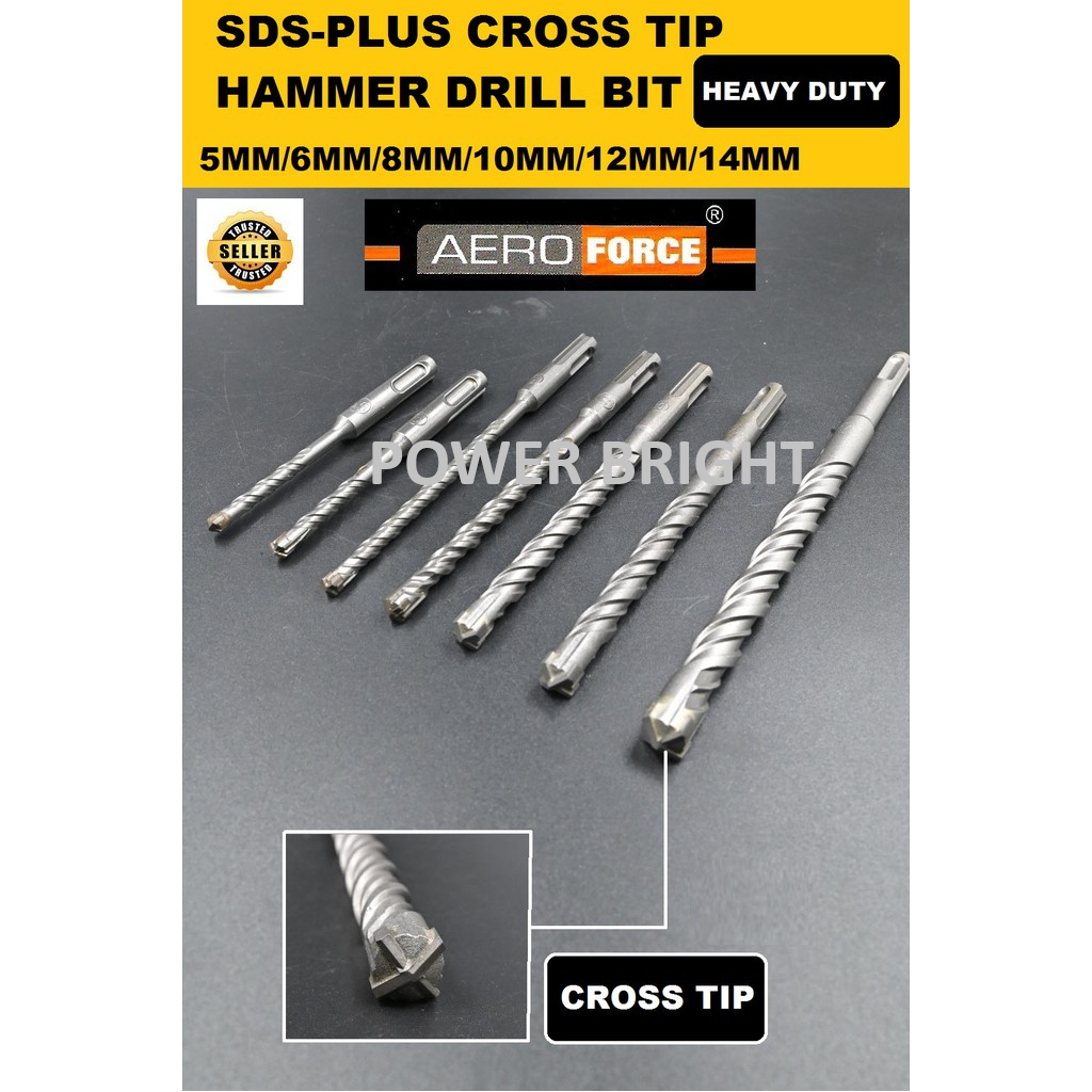 AEROFORCE SDS CROSS TIP DRILL BIT 6MM , 8MM , 10MM , 12MM | Shopee Malaysia