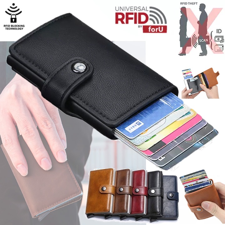 RFID Blocking Protection Credit Multi-Card Holder Wallet Leather ...