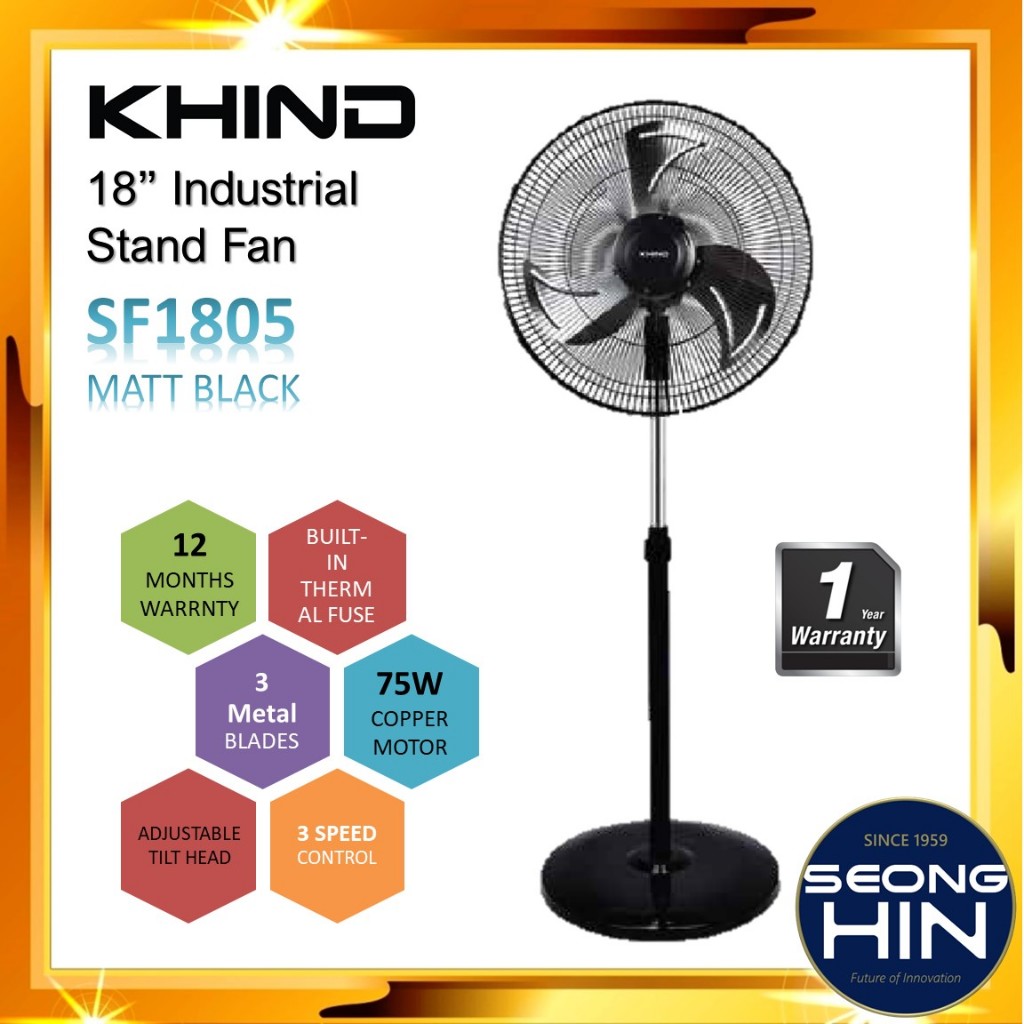 KHIND 18" Industrial Stand Fan SF1805 / CROWN 18inch STAND FAN / KIPAS ...