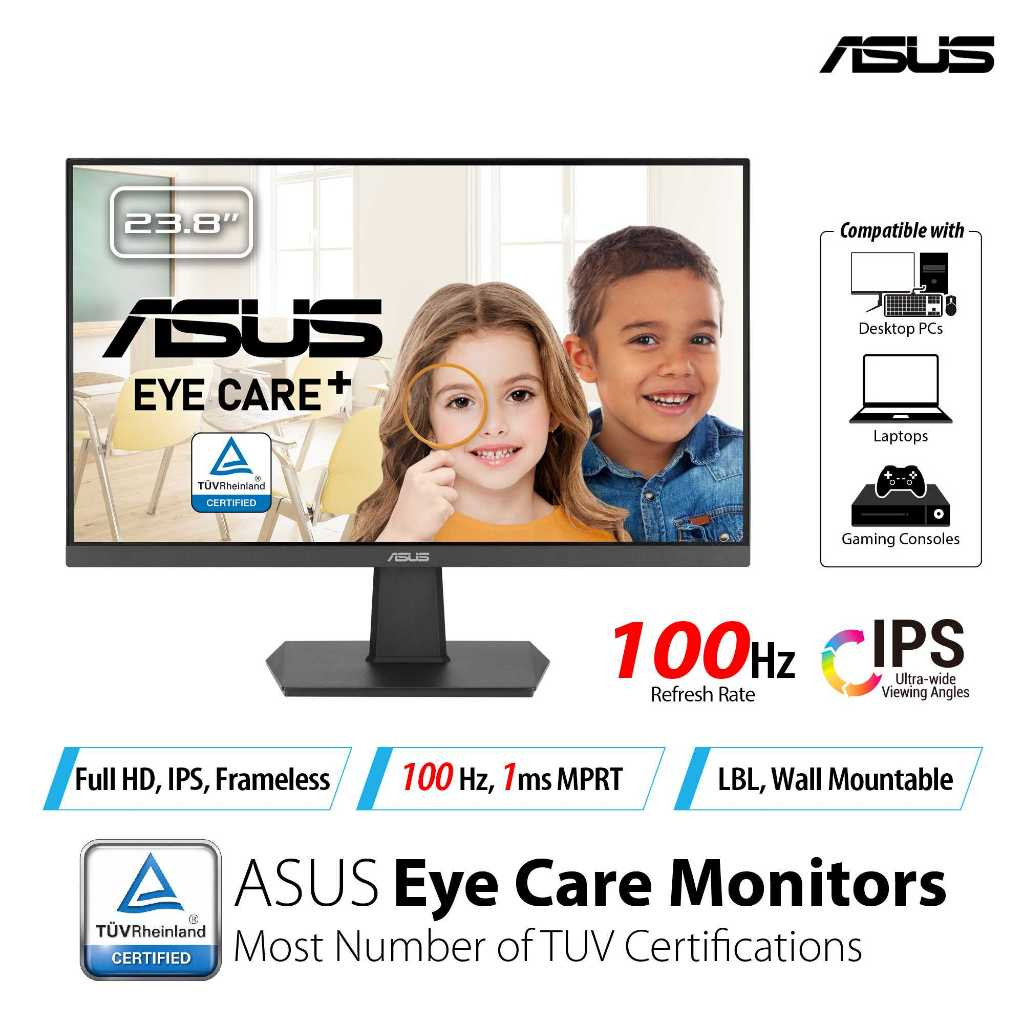 ASUS VA24EHF Eye Care Gaming Monitor – 24-inch (23.8-inch viewable ...