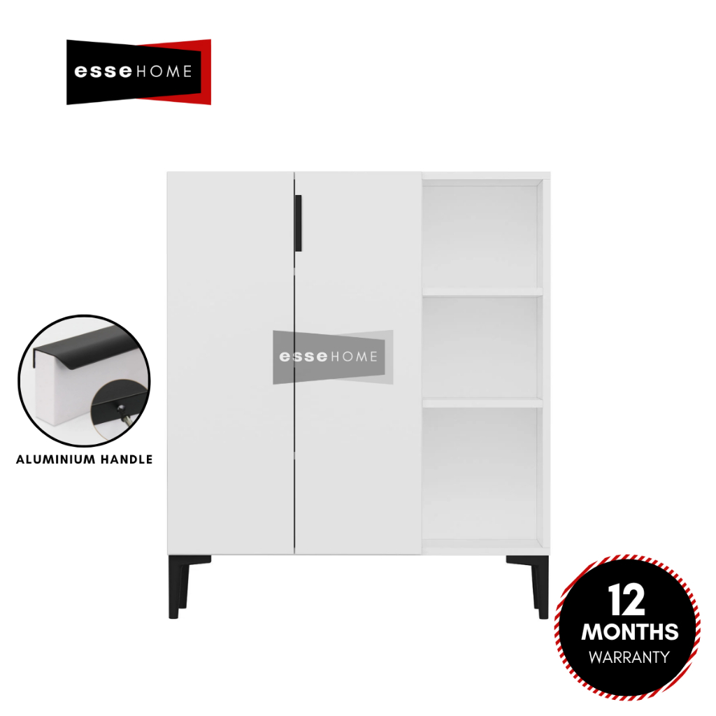 [98CM] EsseHome 2 Row Shoe Cabinet with Open Shelf Side Cabinet Display ...