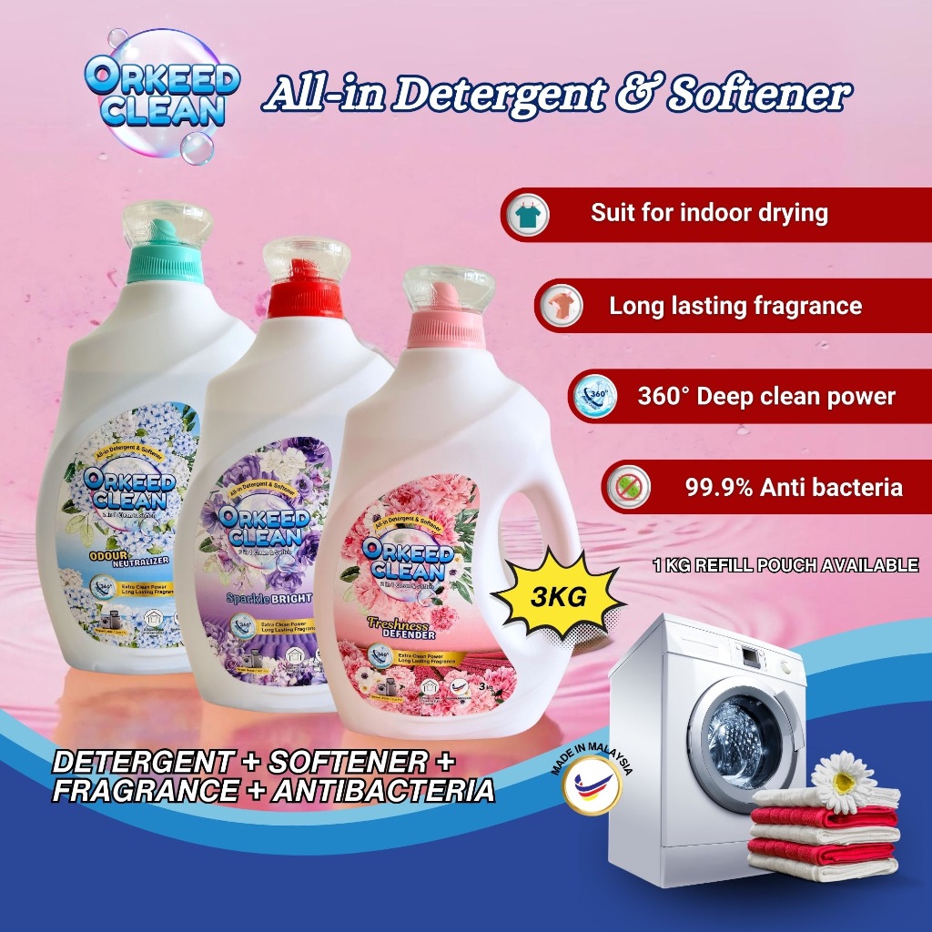 [Orkeed Clean] 3kg Liquid Detergent Softener Antibacteria Sabun Basuh ...