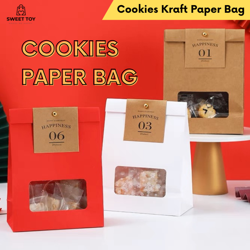 Wholesale Kraft Paper Cookies Snacks Paper Packing Bag - Hari Raya Red ...