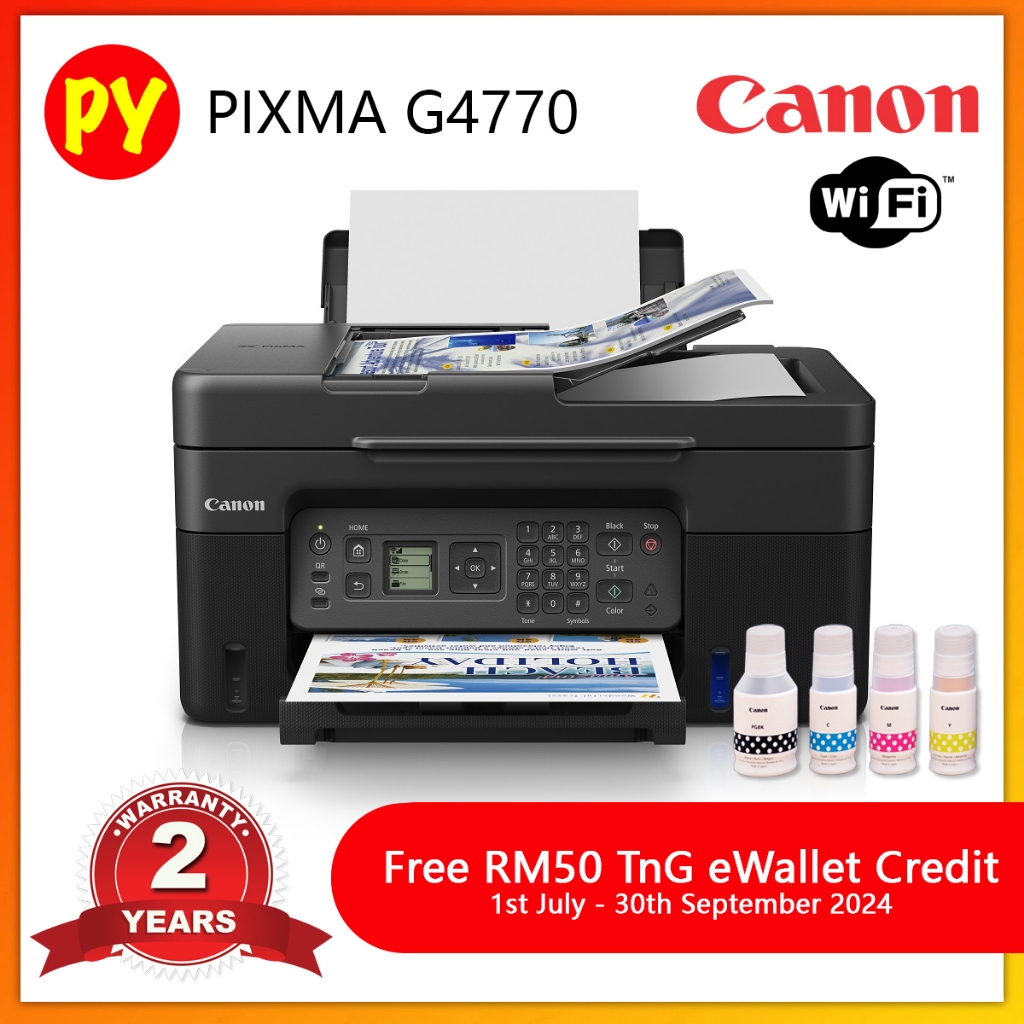 Canon PIXMA G4770 (Print, Scan, Copy, Fax, ADF, WiFi) Refillable Ink ...