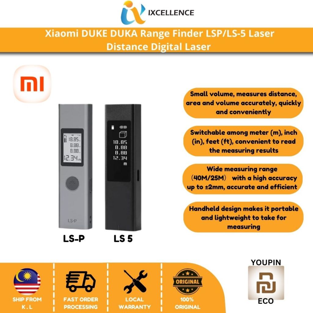 [IX] Xiaomi DUKE DUKA Range Finder LSP/LS-5 Laser Distance Digital ...